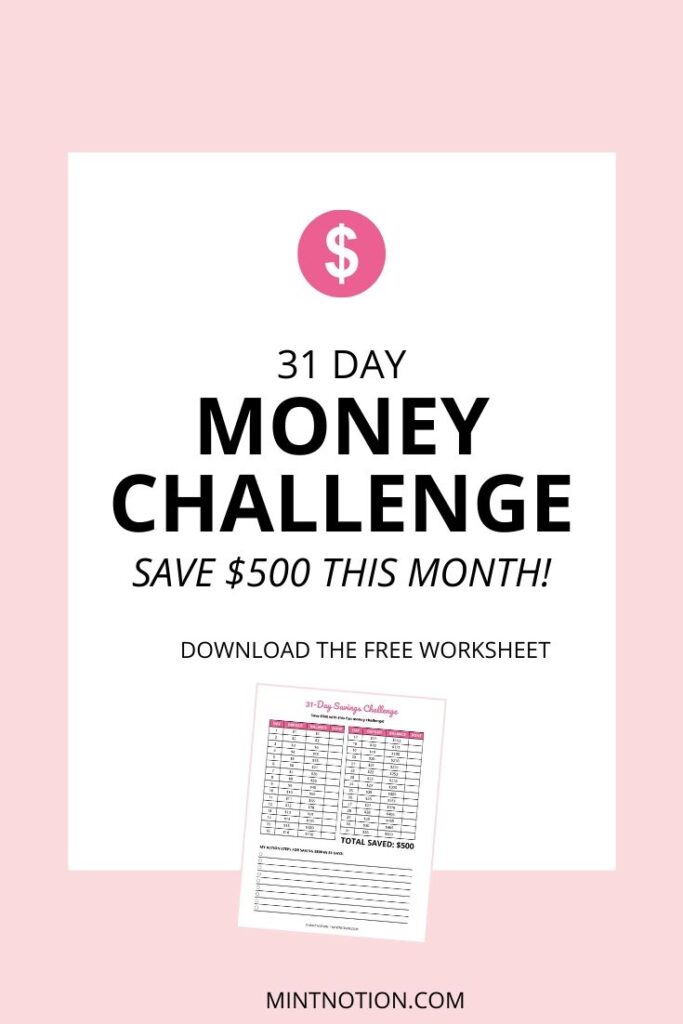 How to Save $500 a Month Challenge - Mint Notion
