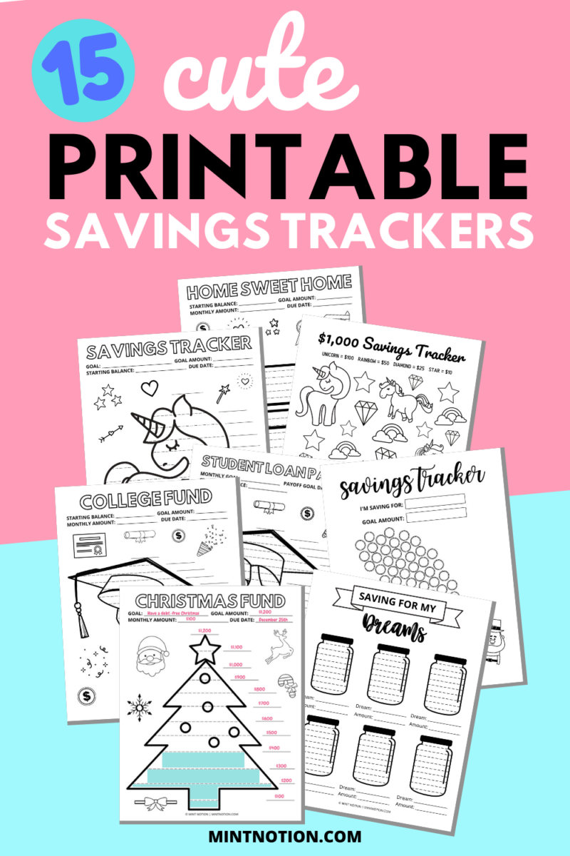15 Savings Tracker Printables To Visualize Your Progress - Mint Notion