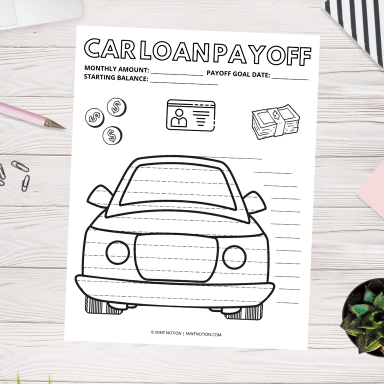 10 Savings And Debt Payoff Coloring Pages - Mint Notion