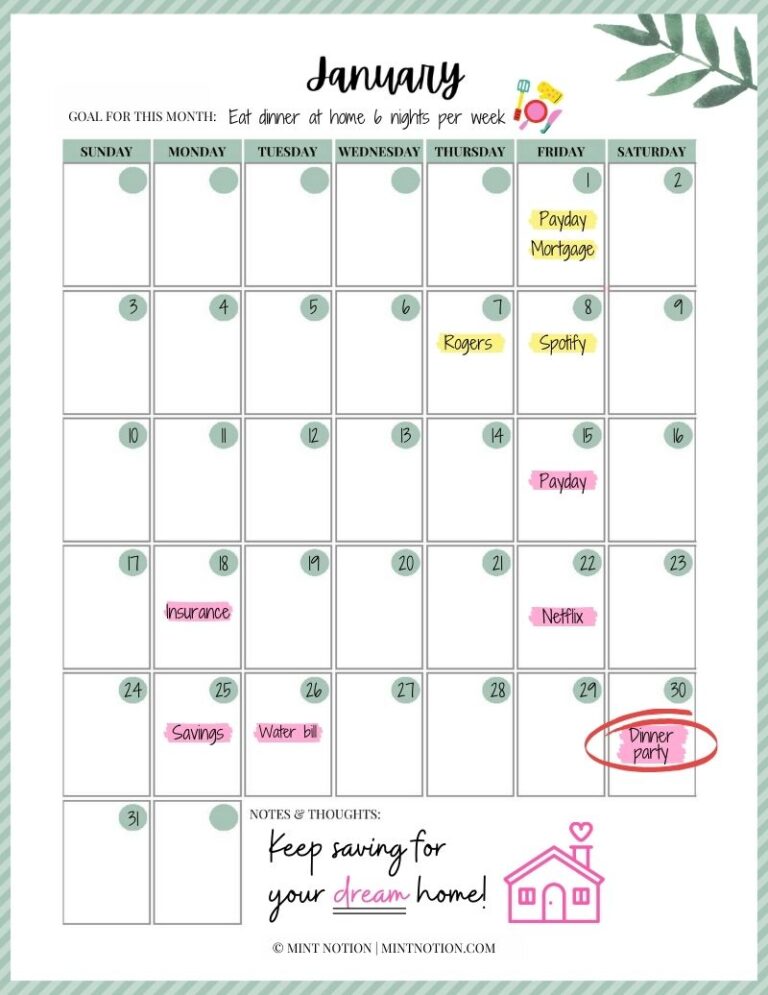 What is a Budget Calendar and How to Make One - Mint Notion