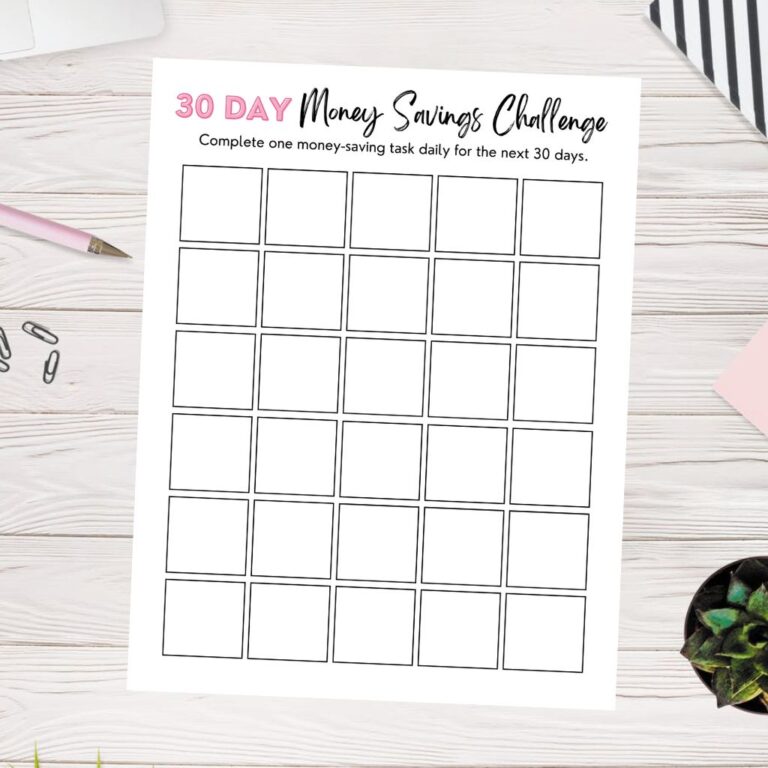 Savings Challenge: Save $1,000 in 30 Days - Mint Notion